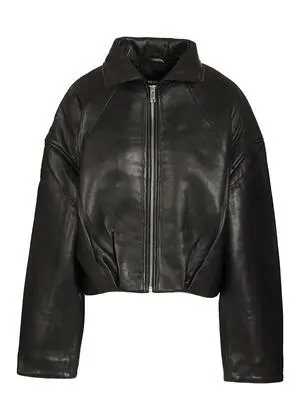 ROTATE BY BIRGER CHRISTENSEN Boxy Leather Jacket - Black