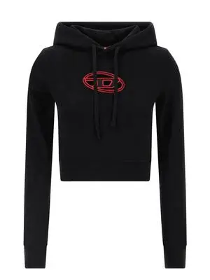 DIESEL® F-slimmy Embroidered Crop Sweatshirt - Black
