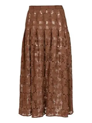 Max Mara Floral Cotton Blend Skirt - Brown