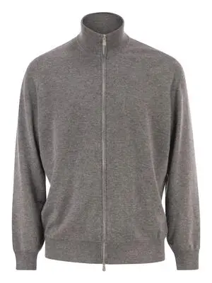 Brunello Cucinelli High-necked Cardigan - Gray