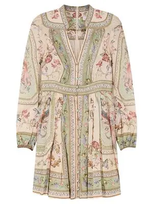 Zimmermann Roselight Tapestry Print Linen Dress - Multicolor