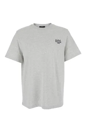 A.p.c. A.P.C. Men Grey Crewneck T-Shirt With Logo Embroidered On The Front In Cotton Man Gray