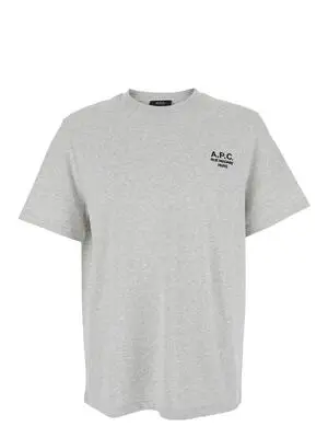 A.p.c. Grey Crewneck T-shirt With Logo Embroidered On The Front In Cotton - Gray