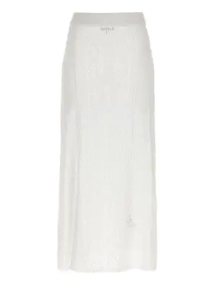 GANNI Shiny Pointelle Knit Skirt - White
