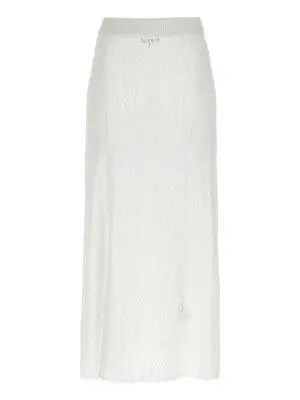 GANNI Shiny Pointelle Knit Skirt - White