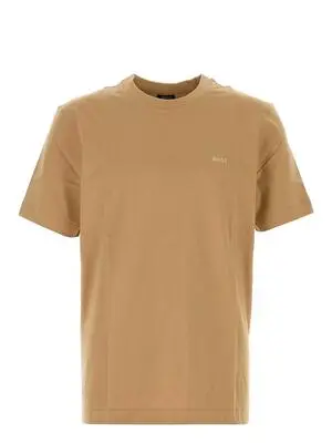 BOSS Boss Men Camel Cotton T-Shirt Brown