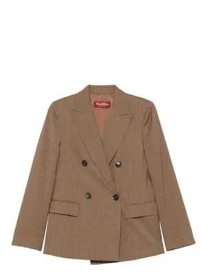 Max Mara Wool Pinstripe Double-breasted Blazer - Brown