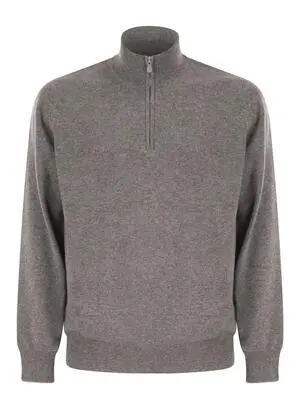 Brunello Cucinelli Brunello Cucinelli Cashmere Quarter Zip Turtleneck Sweater Gray