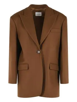 Andamane Teresa Oversize Virgin Wool Blazer - Brown