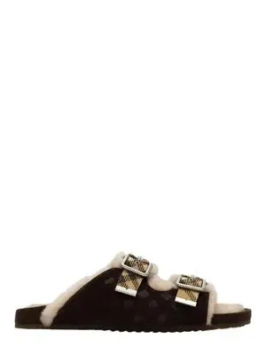 Burberry Shearling-lined Suede Urchin Sandals - Brown