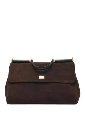 Dolce & Gabbana Dark Suede 'my Sicily' Maxi Bag - Brown