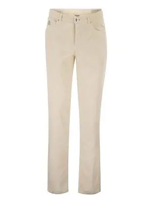 Brunello Cucinelli Five-pocket Cotton Corduroy Trousers - White