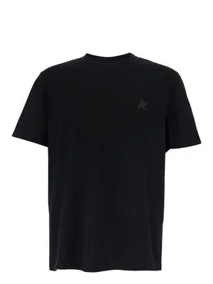 GOLDEN GOOSE Crew Neck T-shirt With Star Detail On The Front In Cotton For - Black