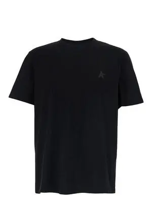GOLDEN GOOSE Crew Neck T-shirt With Star Detail On The Front In Cotton For - Black