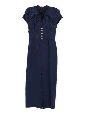 Alessandra Rich Star Print Jacquard Day Dress - Blue