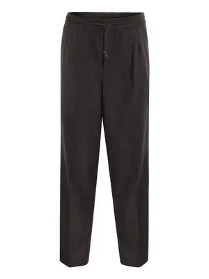 Brunello Cucinelli BRUNELLO CUCINELLI Tailored Virgin Wool Jogger Trousers Brown