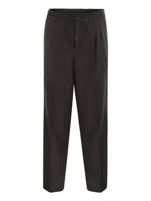 Brunello Cucinelli Tailored Virgin Wool Jogger Trousers - Brown