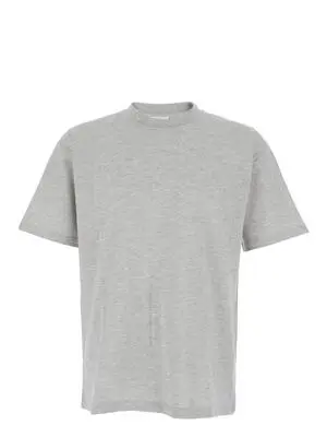 SAINT LAURENT Saint Laurent Men Crew Neck T-Shirt With Cassandre Embroidery In Grey Cotton For Men