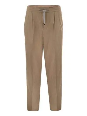 Brunello Cucinelli BRUNELLO CUCINELLI Tailored Virgin Wool Jogger Trousers Brown