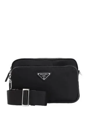 Prada Re-nylon Shoulder Bag With Leather Trims - Black
