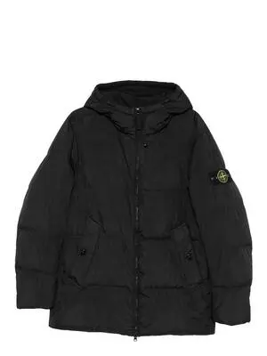 Stone Island Quilted Padded Hooded Jacket - Black