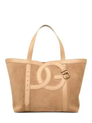 Dolce & Gabbana Shopping Dg Belt Suede Bag - Cream