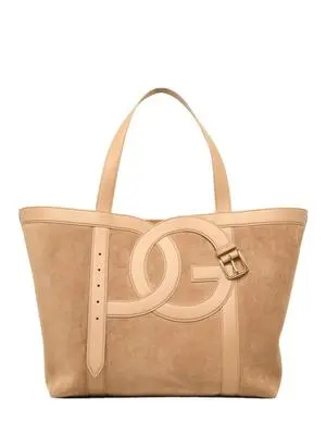 Dolce & Gabbana Shopping Dg Belt Suede Bag - Cream