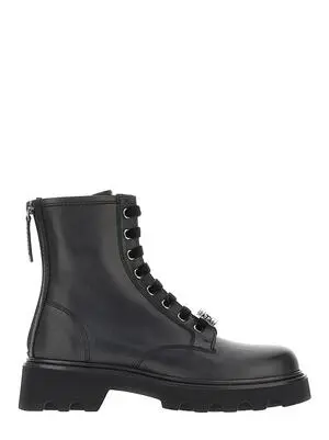 ROGER VIVIER Leather Viv' Rangers Truck Boots - Black