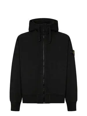 Stone Island Cotton Zip-up Hoodie - Black