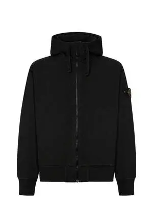 Stone Island Cotton Zip-up Hoodie - Black