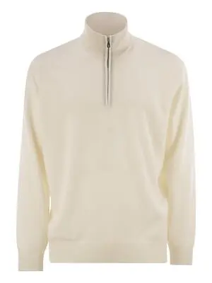 Brunello Cucinelli BRUNELLO CUCINELLI High-Neck Cashmere Sweater Cream
