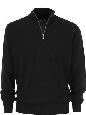 Brunello Cucinelli Cashmere Turtleneck Sweater With Zip - Black