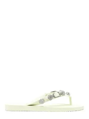 Balenciaga Crystal-embellished Rubber Flip-flops - Green