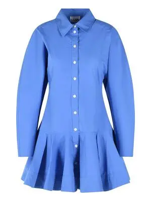 GANNI GANNI Light Stretch Cotton Mini Dress Blue