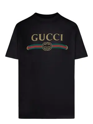Gucci Cotton And Silk Jersey T-shirt With Print - Black