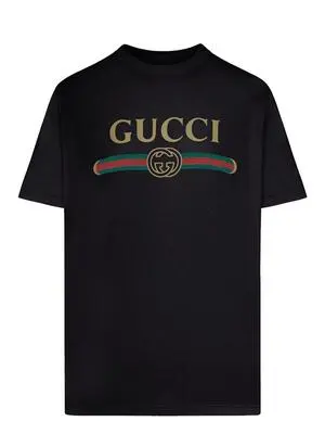 Gucci Cotton And Silk Jersey T-shirt With Print - Black