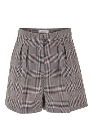 Max Mara Pure Virgin Wool Prince Of Wales Tailored Shorts - Multicolor