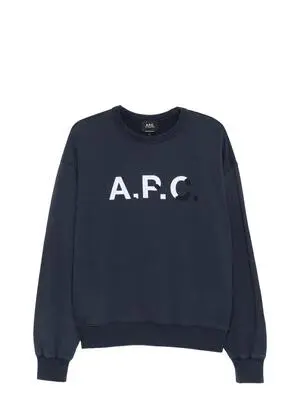 A.p.c. A.P.C. Logo Print Crew Neck Sweatshirt Blue
