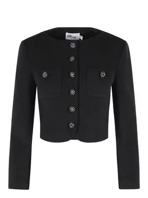 SELF-PORTRAIT Wool Blend Padded Jacket - Black