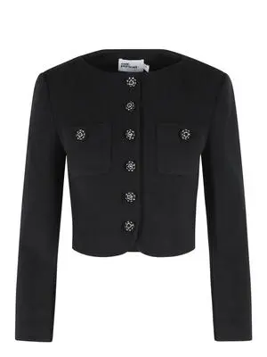 SELF-PORTRAIT Wool Blend Padded Jacket - Black