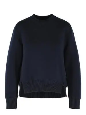 Sacai Cotton Blend Crew Neck Sweater - Blue