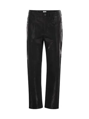 Brunello Cucinelli Wide Five-pocket Trousers In Smooth Nappa Leather - Black