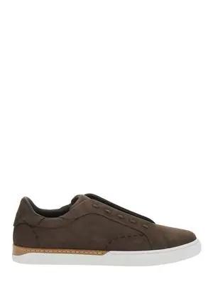 Fendi City' Brown Sneakers With Slip-on Design And Logo Lettering In Leather For - Multicolor