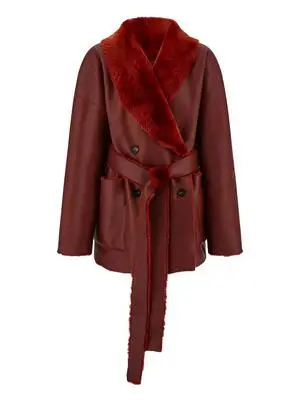 FERRAGAMO SALVATORE FERRAGAMO Shearling Jacket Red