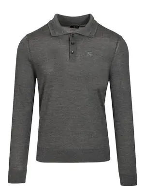 Etro Wool And Silk Polo Shirt - Gray