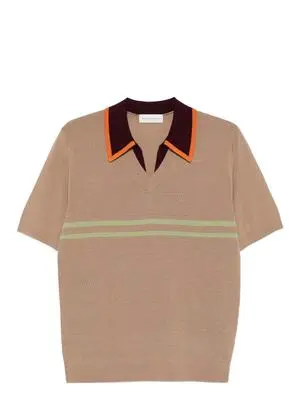 Dries Van Noten Striped Polo - Brown