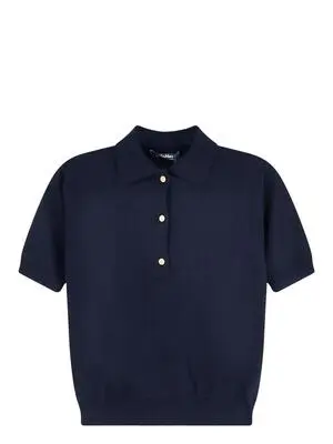 Max Mara Cotton, Silk And Cashmere Polo Shirt - Blue