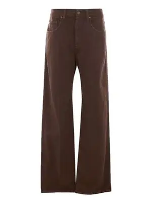 Brunello Cucinelli Denim Contemporary Loose Pants - Brown