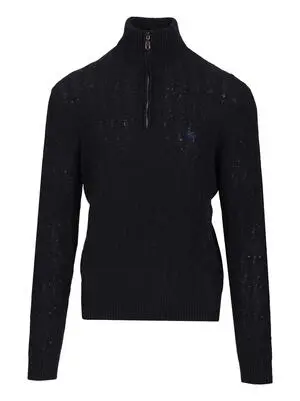 Etro Cashmere Quarter Zip Turtleneck Sweater - Blue