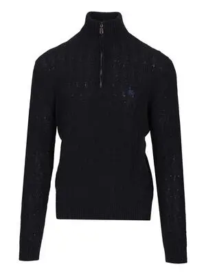 Etro Cashmere Quarter Zip Turtleneck Sweater - Blue